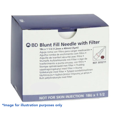 BD Blunt Fill Needle with 5 Micron Filter 18G x 1 1/2" - Sterile (10 p ...